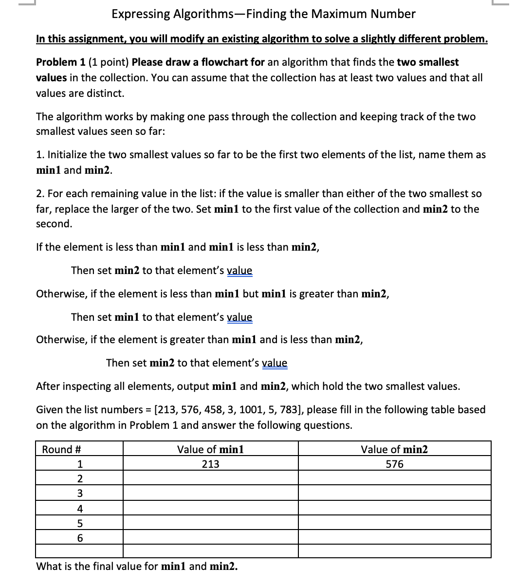 Solved Expressing Algorithms-Finding the Maximum NumberIn | Chegg.com