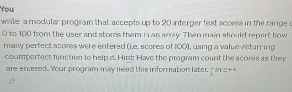 Solved Youwrite a modular program that accepts up to 20 | Chegg.com