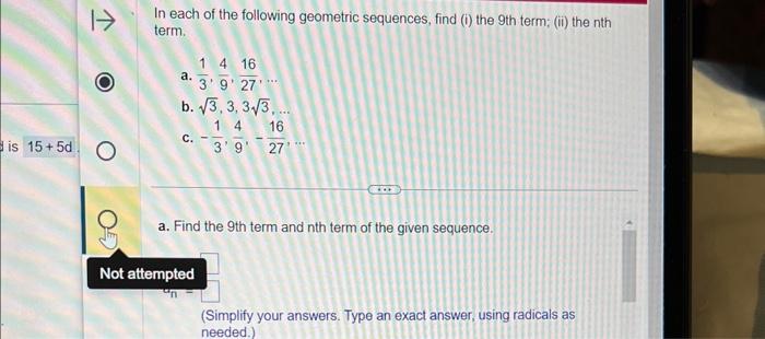 Solved In each of the following arithmetic sequences, find | Chegg.com
