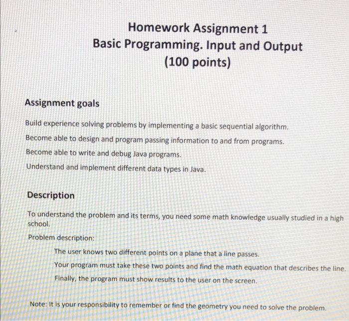 Solved Homework Assignment 1 Basic Programming. Input and | Chegg.com