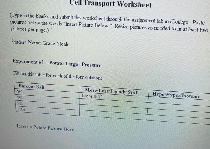 Solved Cell Transport Worksheet (Type in the blanks and | Chegg.com