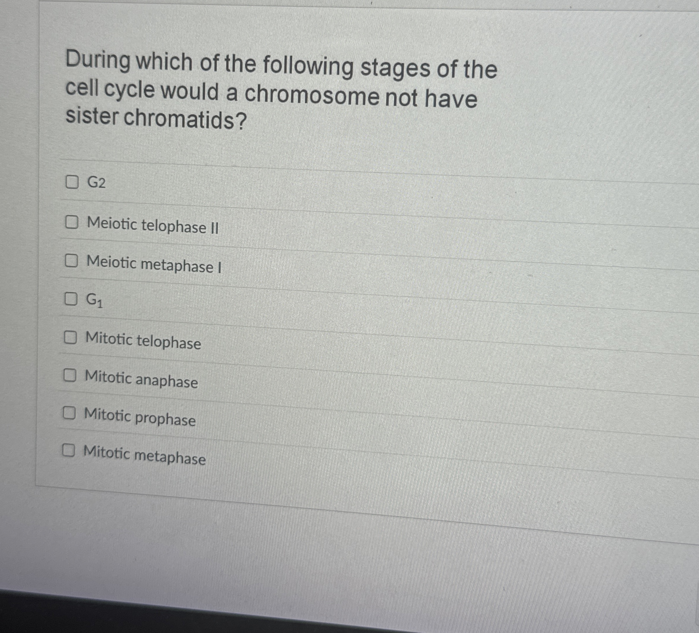 Solved During which of the following stages of the cell | Chegg.com