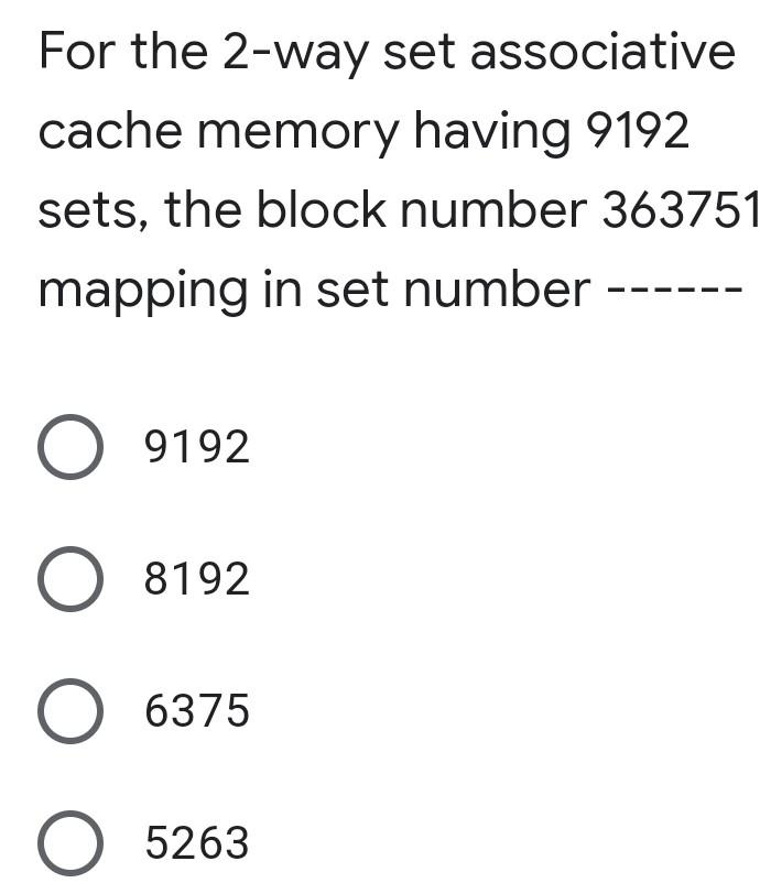 Solved For the 2-way set associative cache memory having | Chegg.com