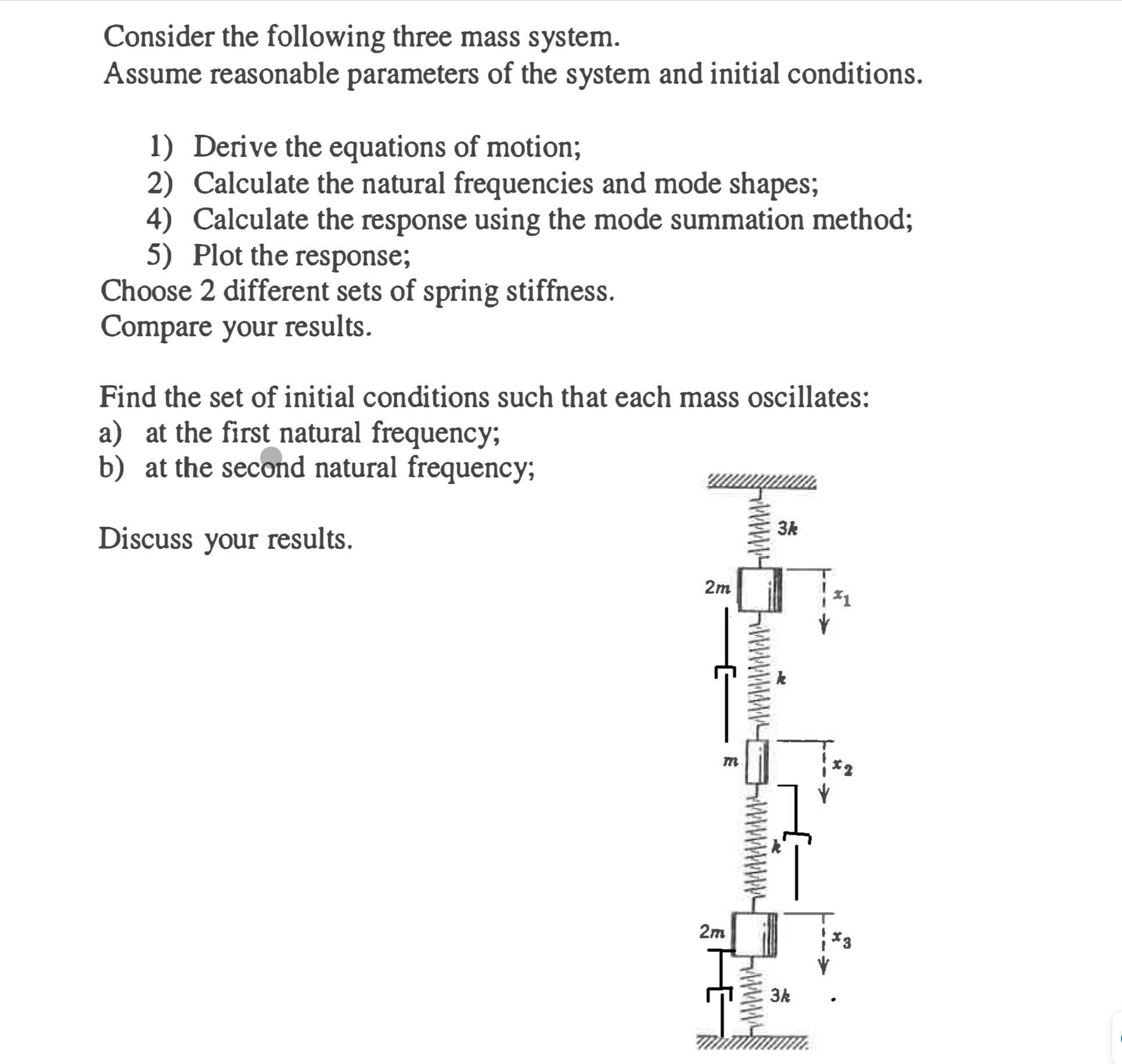 Solved Consider the following three mass system.Assume | Chegg.com