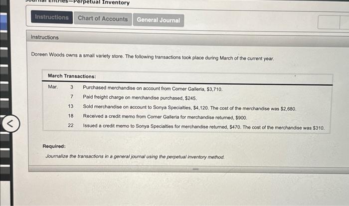 Solved Doreen Woods owns a small variety store. The | Chegg.com