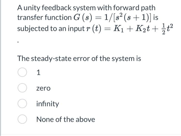 Solved A unity feedback system with forward path transfer | Chegg.com