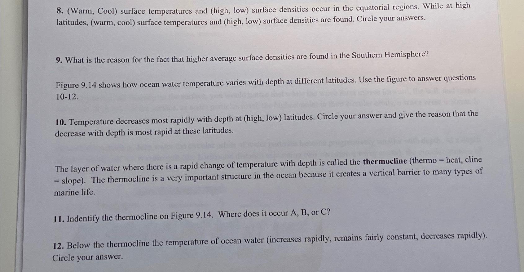 Solved (Warm, ﻿Cool) ﻿surface temperatures and (high, ﻿low) | Chegg.com