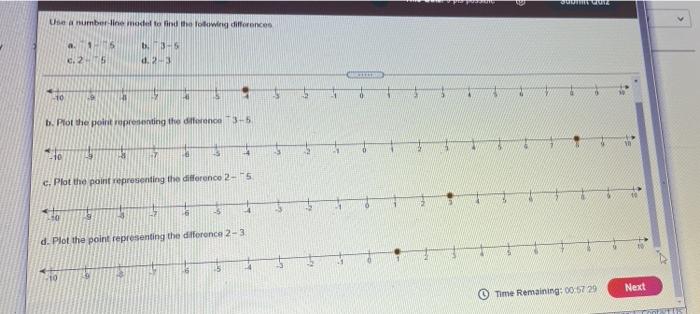 Solved Use a number-line model to find the following | Chegg.com
