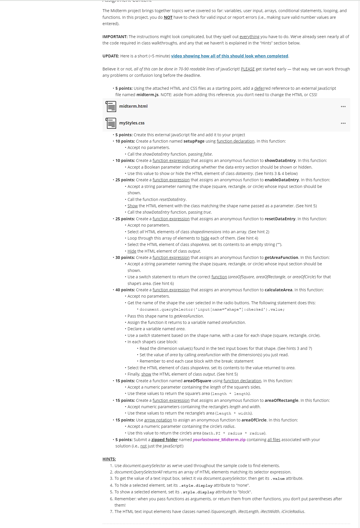 Solved help with javascript project! Midterm Project: Use | Chegg.com