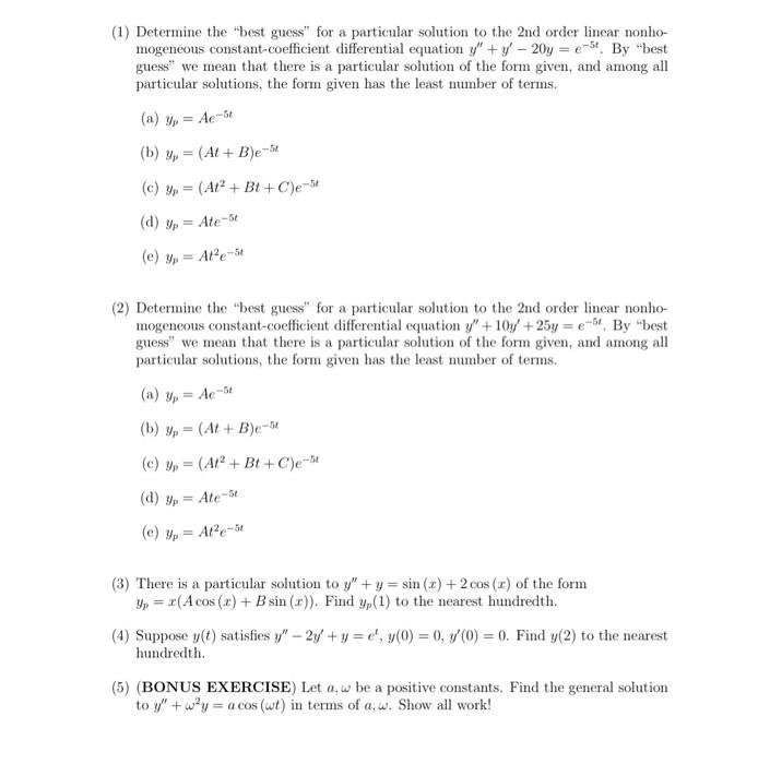 Solved (1) Determine the best guess" for a particular | Chegg.com