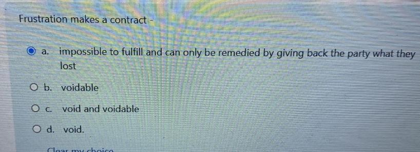 Solved Frustration makes a contract -a. ﻿impossible to | Chegg.com