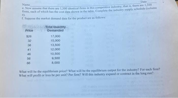 Solved Name e. Now assume that there are 1,500 identical | Chegg.com