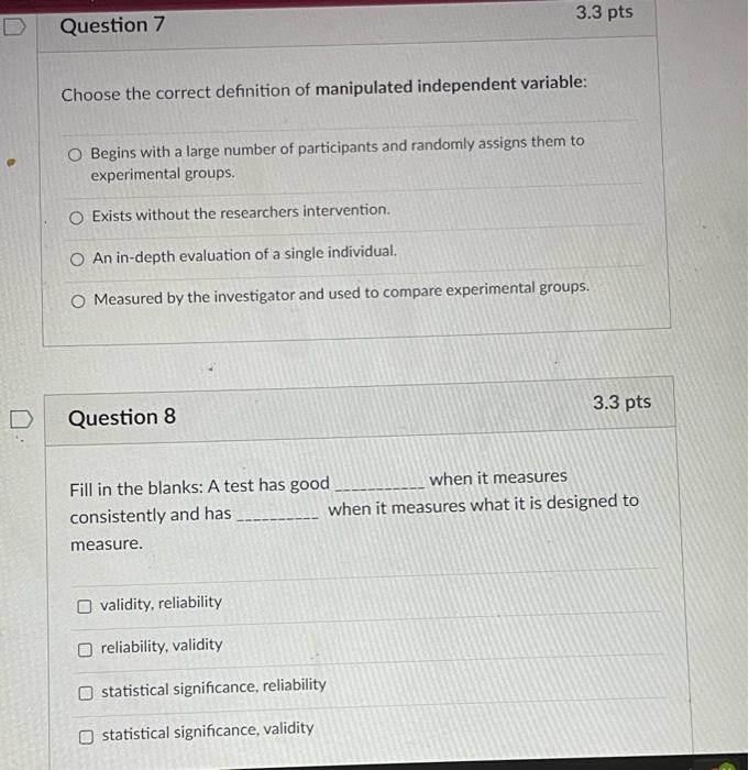 Solved Choose the correct definition of manipulated | Chegg.com