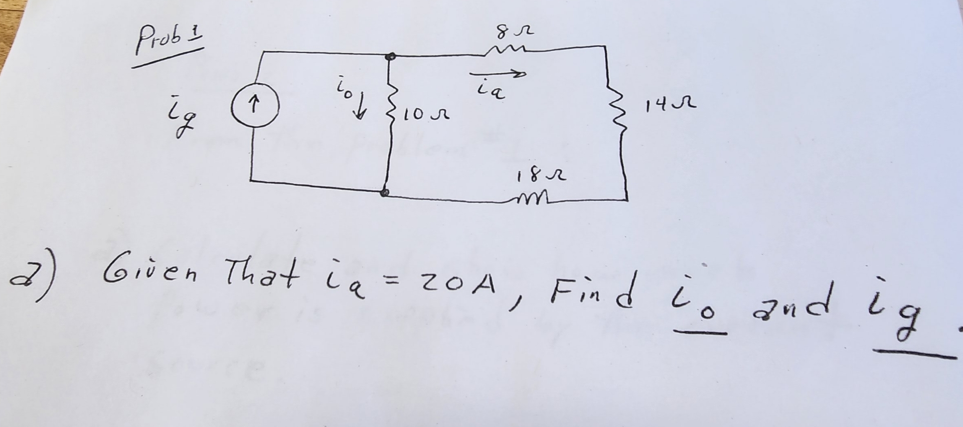 Solved Prob 1a) ﻿Given That iq=20A, ﻿Find i0 ﻿and ig | Chegg.com