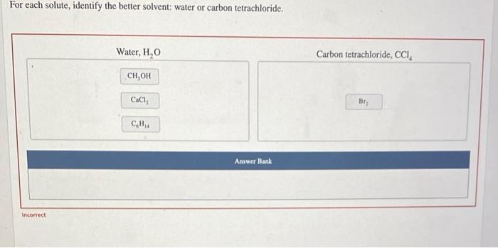 Solved For each solute, identify the better solvent: water | Chegg.com