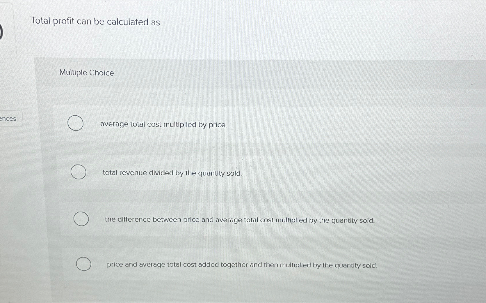 Solved Total profit can be calculated asMultiple | Chegg.com