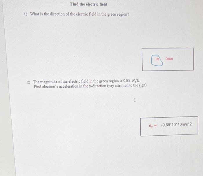 Solved 1 What Is The Direction Of The Electric Field In The