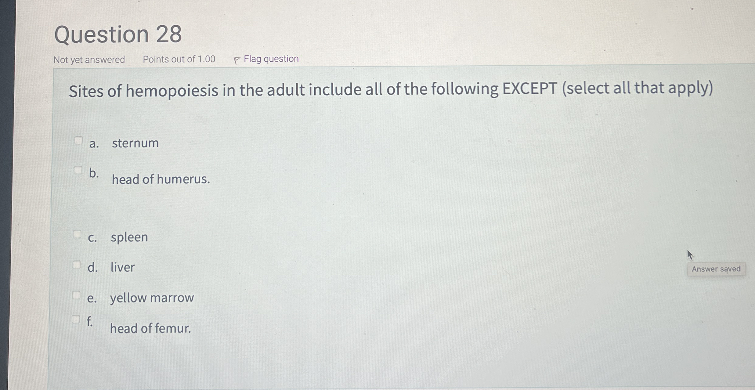 Solved Question 28Not yet answeredPoints out of 1.00Flag | Chegg.com
