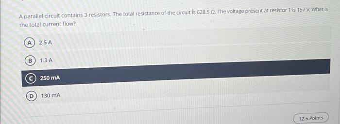 Solved A parallel circuit has the values listed below at | Chegg.com