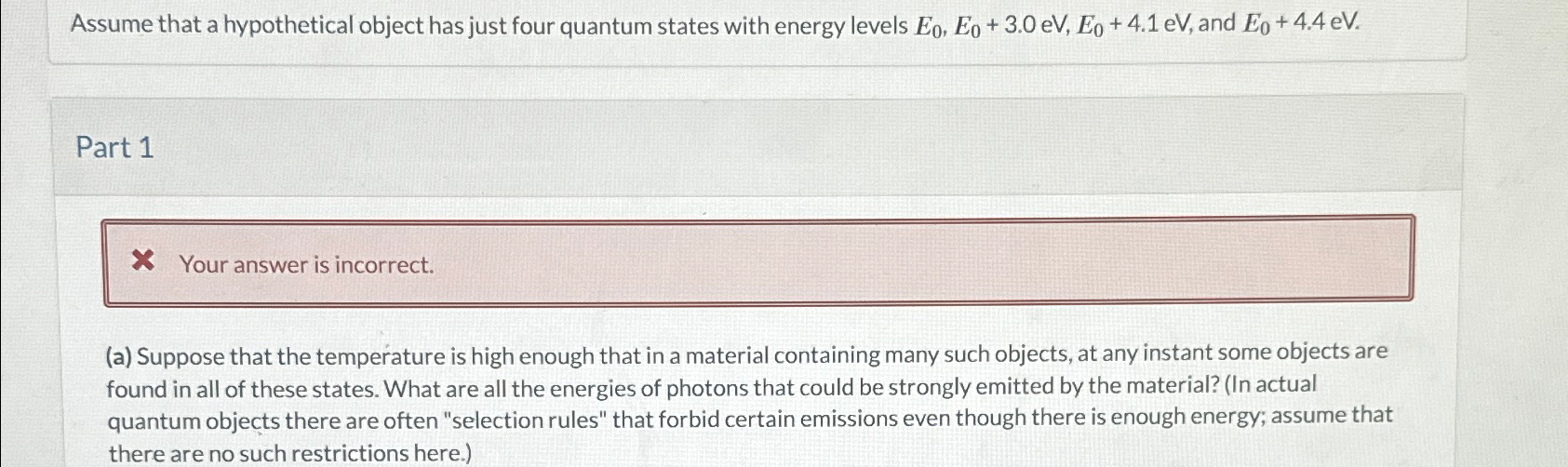 Solved Assume that a hypothetical object has just four | Chegg.com
