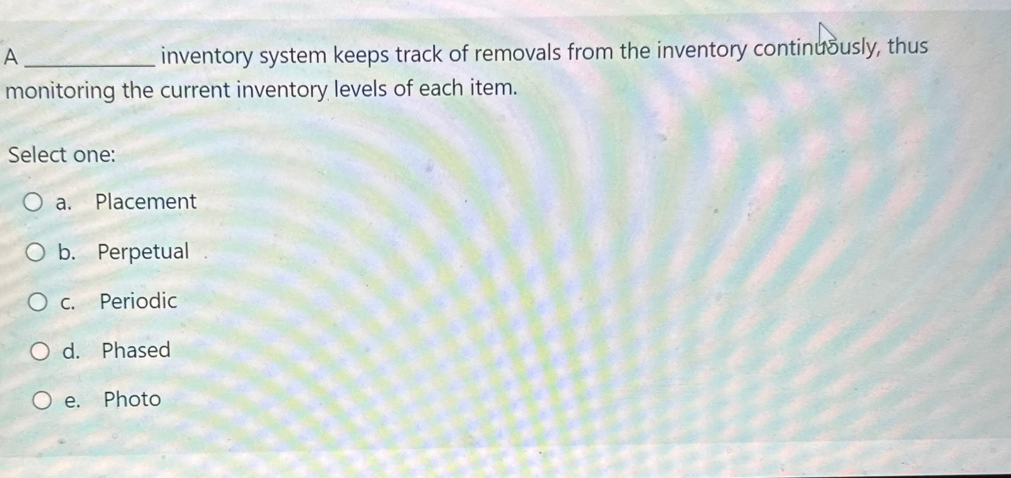 Solved A ﻿inventory system keeps track of removals from | Chegg.com
