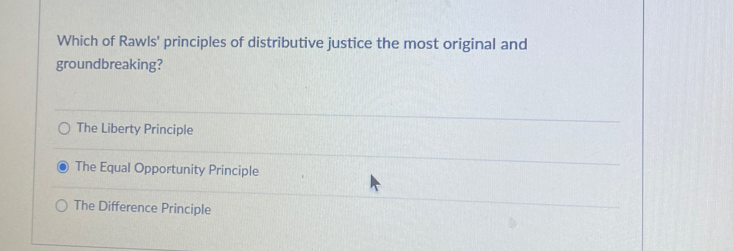 Solved Which of Rawls' principles of distributive justice | Chegg.com
