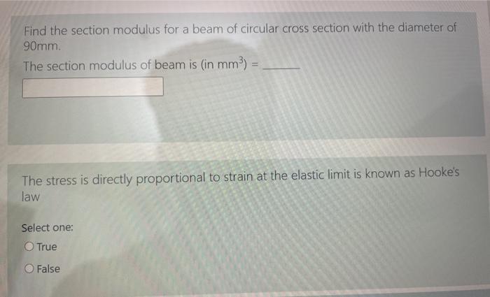 Solved Find the section modulus for a beam of circular cross | Chegg.com