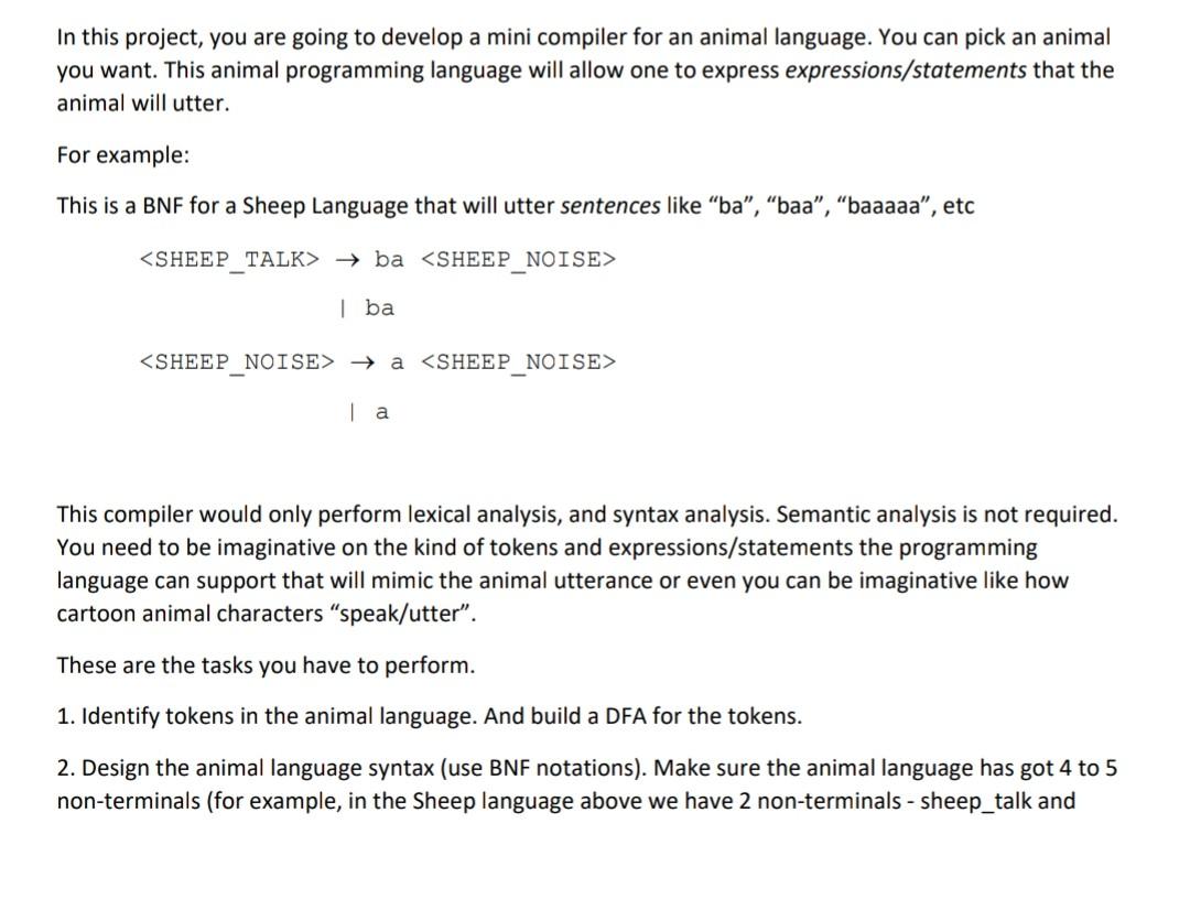 In this project, you are going to develop a mini | Chegg.com