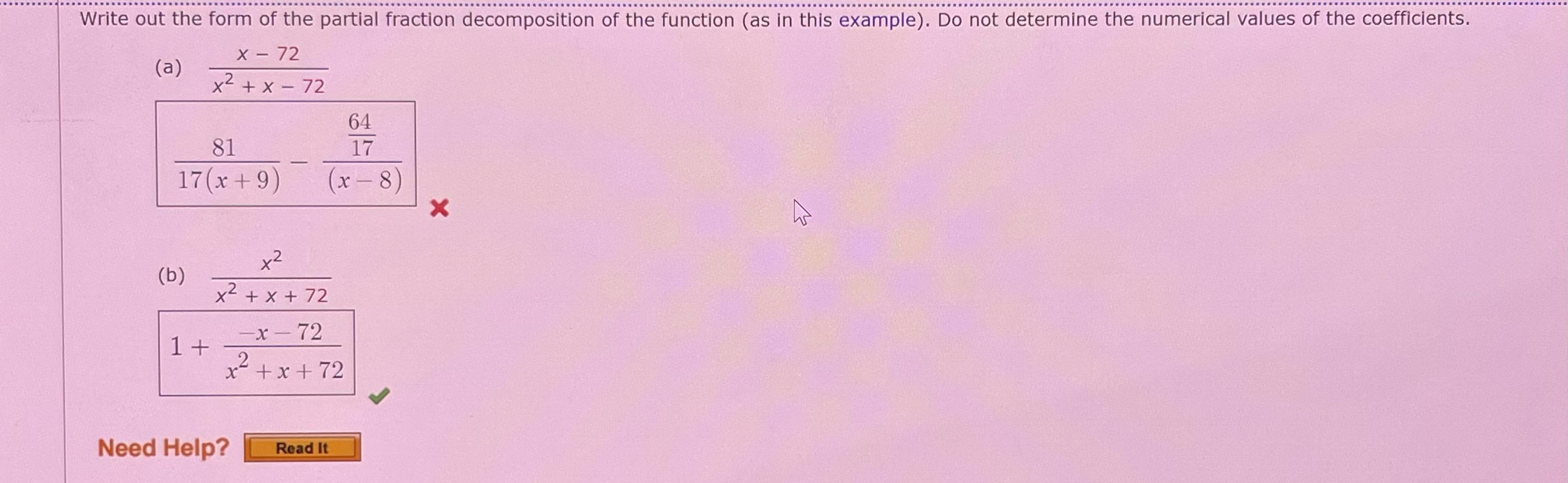 Solved Write out the form of the partial fraction | Chegg.com