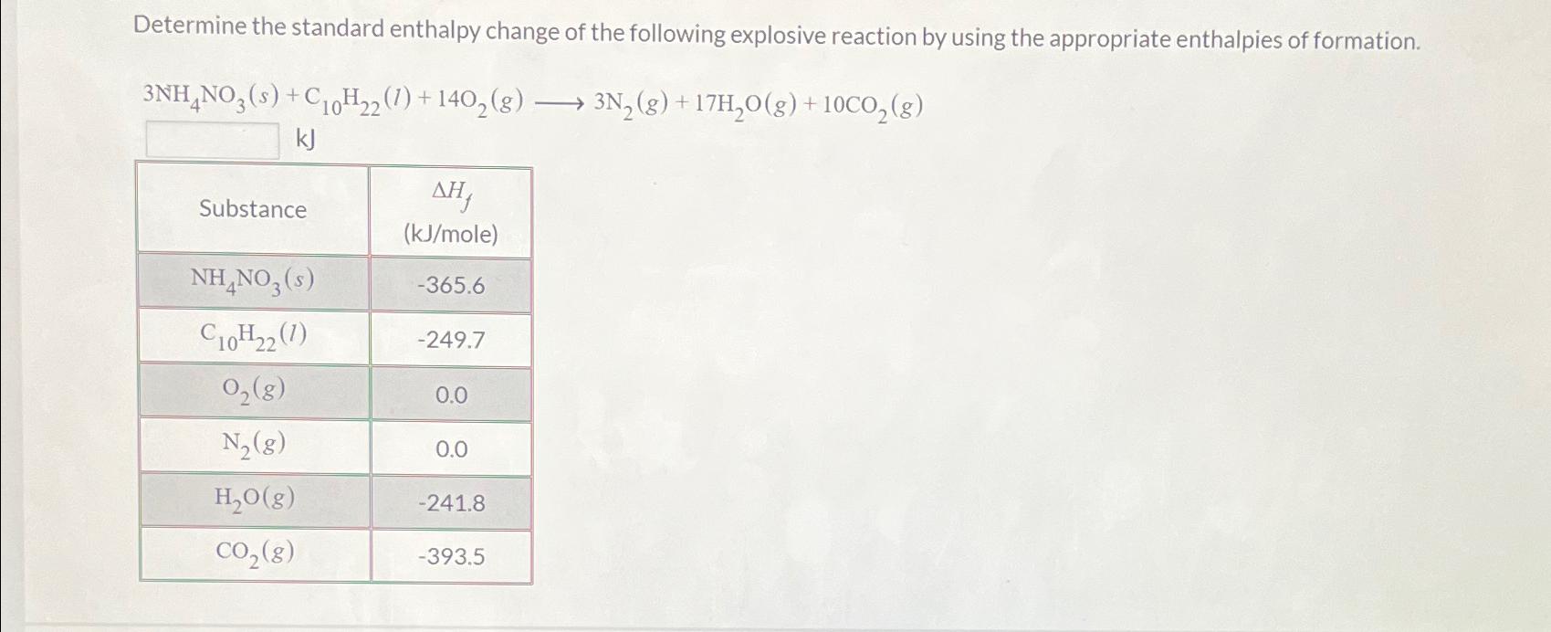 Solved Determine the standard enthalpy change of the | Chegg.com