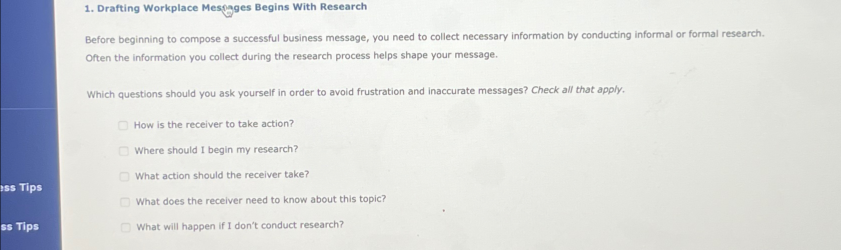 Solved Drafting Workplace Mesnges Begins With ResearchBefore | Chegg.com