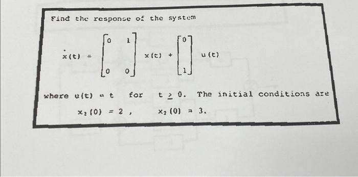 Solved Find the response of the system 1 [J X(t) = where | Chegg.com