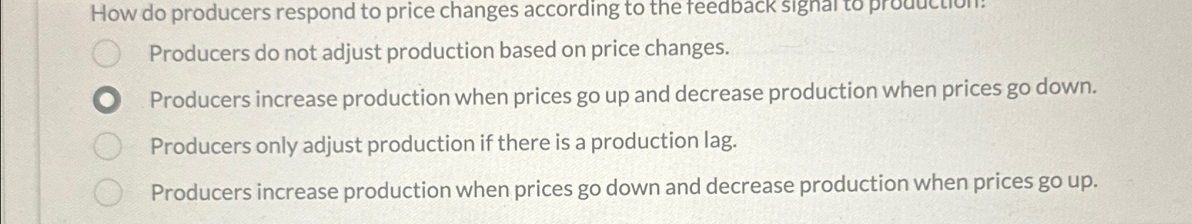 Solved Producers do not adjust production based on price | Chegg.com