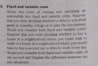Solved Fixed and variable costsDivide the costs of owning | Chegg.com