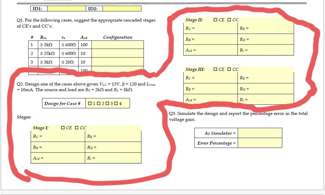 Solved IDI: ID2: Stage II: OCE Occ Q1. For the following | Chegg.com