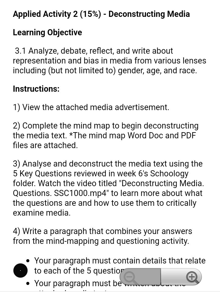 Solved Applied Activity 2 (15%) - Deconstructing Media | Chegg.com
