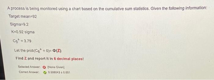 Solved A process is being monitored using a chart based on | Chegg.com