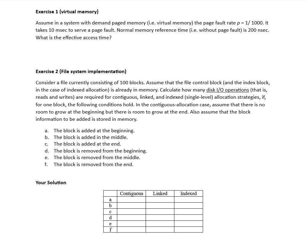 Solved Exercise 1 (virtual memory)Assume in a system with | Chegg.com Solved Exercise 1 (virtual memory)Assume in a system with | Chegg.com