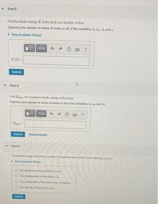 Solved x^ Leaming Goal: A block of mass m is attached to a | Chegg.com