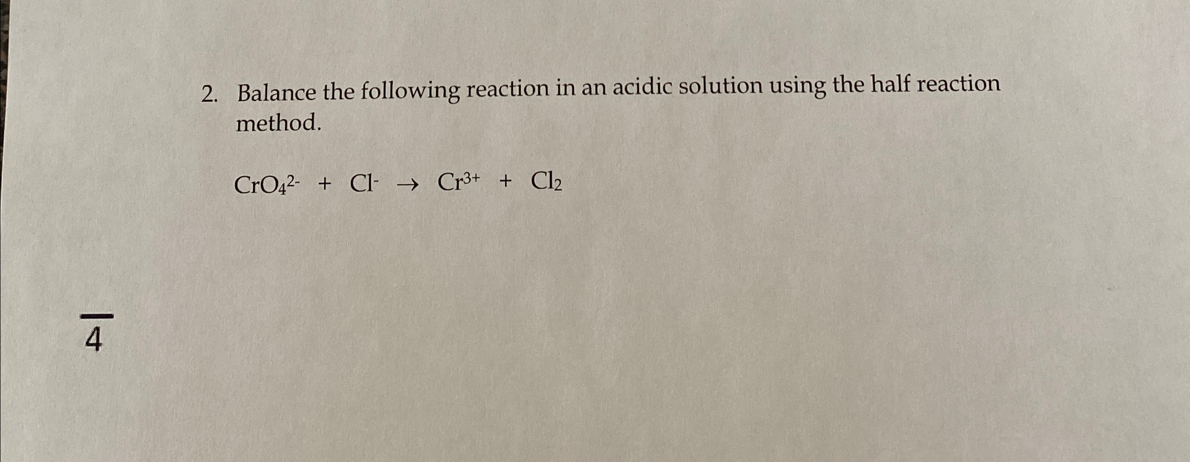 Solved Balance the following reaction in an acidic solution | Chegg.com