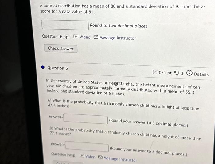 Solved A normal distribution has a mean of 80 and a standard | Chegg.com