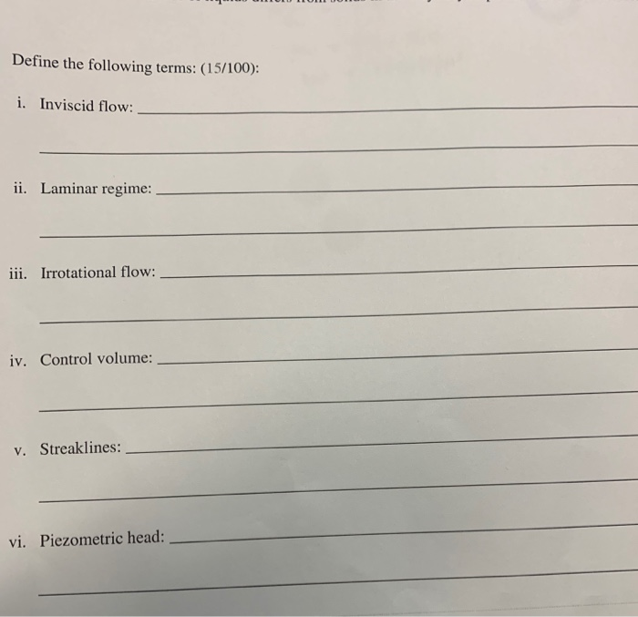 Solved Define the following terms: (15/100): i. Inviscid | Chegg.com
