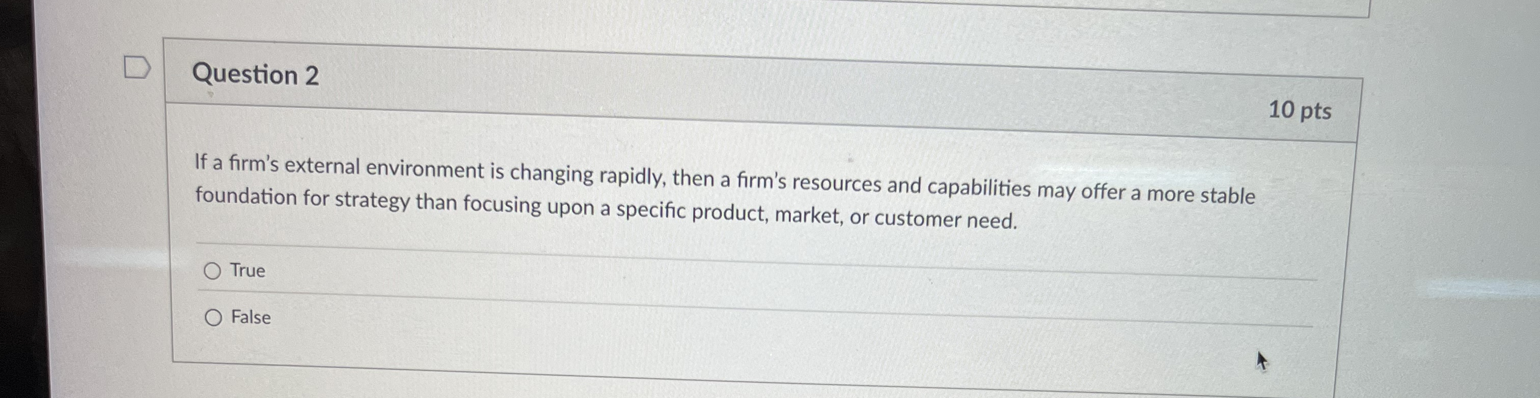 Solved Question 210 ﻿ptsIf a firm's external environment is | Chegg.com