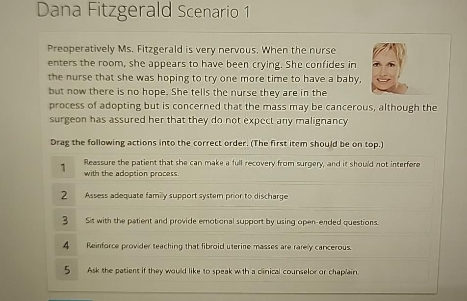 Solved Dana Fitzgerald Scenario 1Preoperatively Ms. | Chegg.com