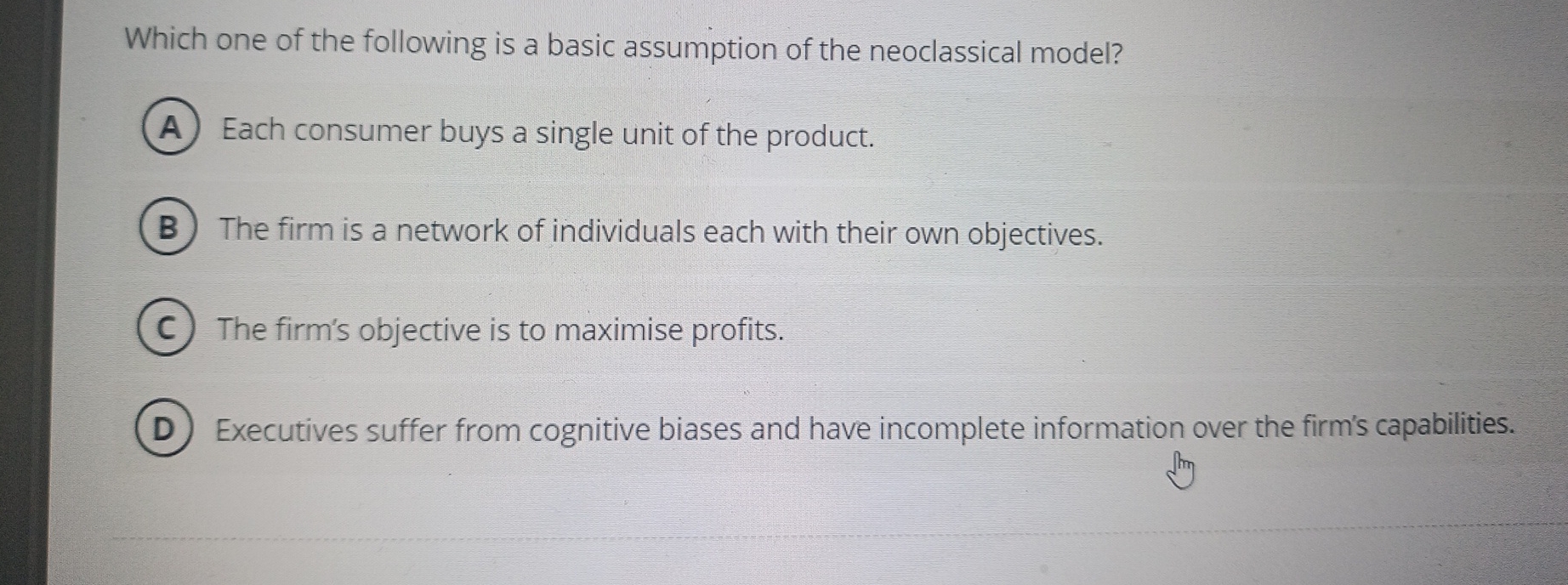 Solved Which one of the following is a basic assumption of | Chegg.com