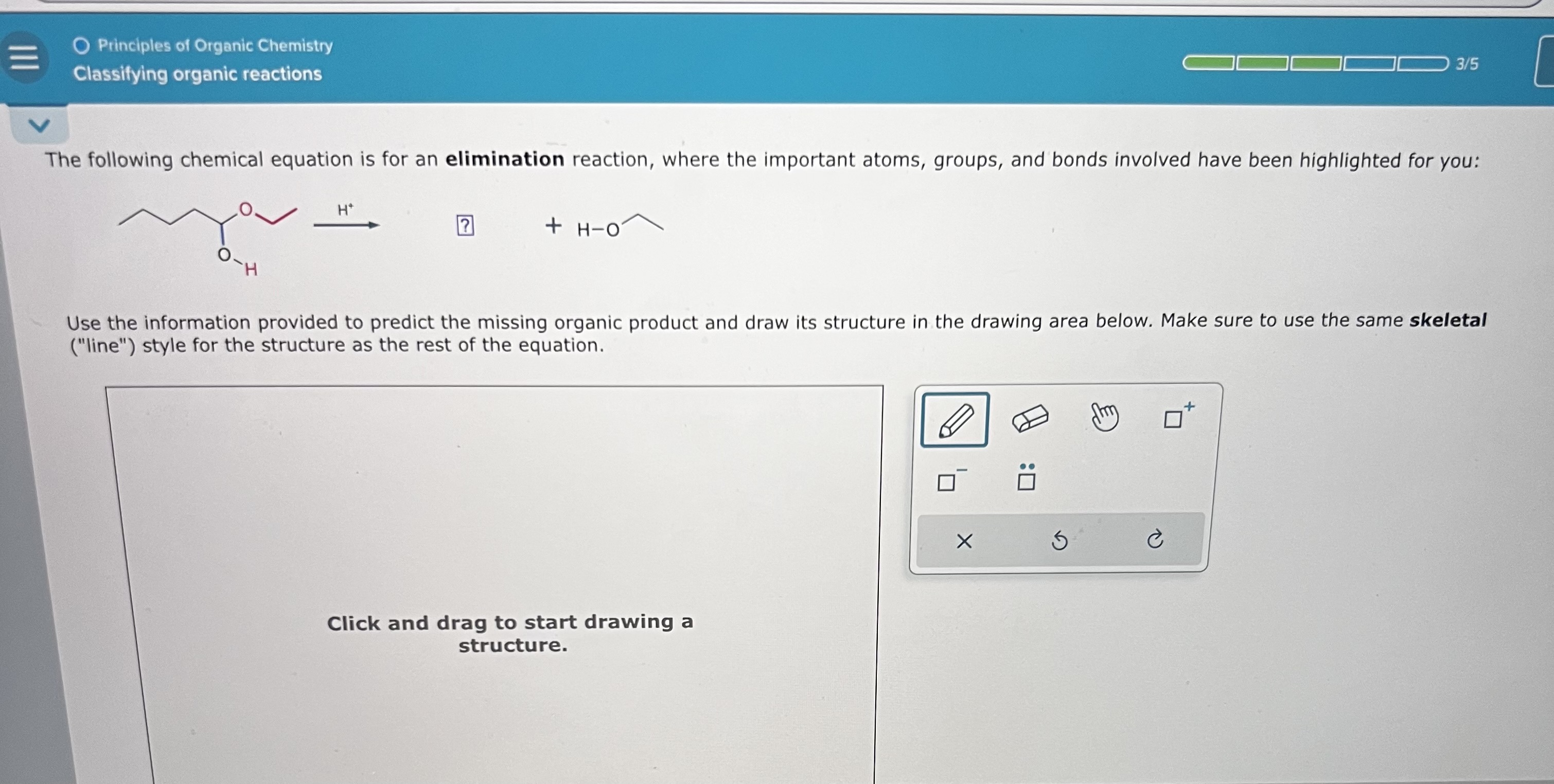 Solved The following chemical equation is for an elimination | Chegg.com