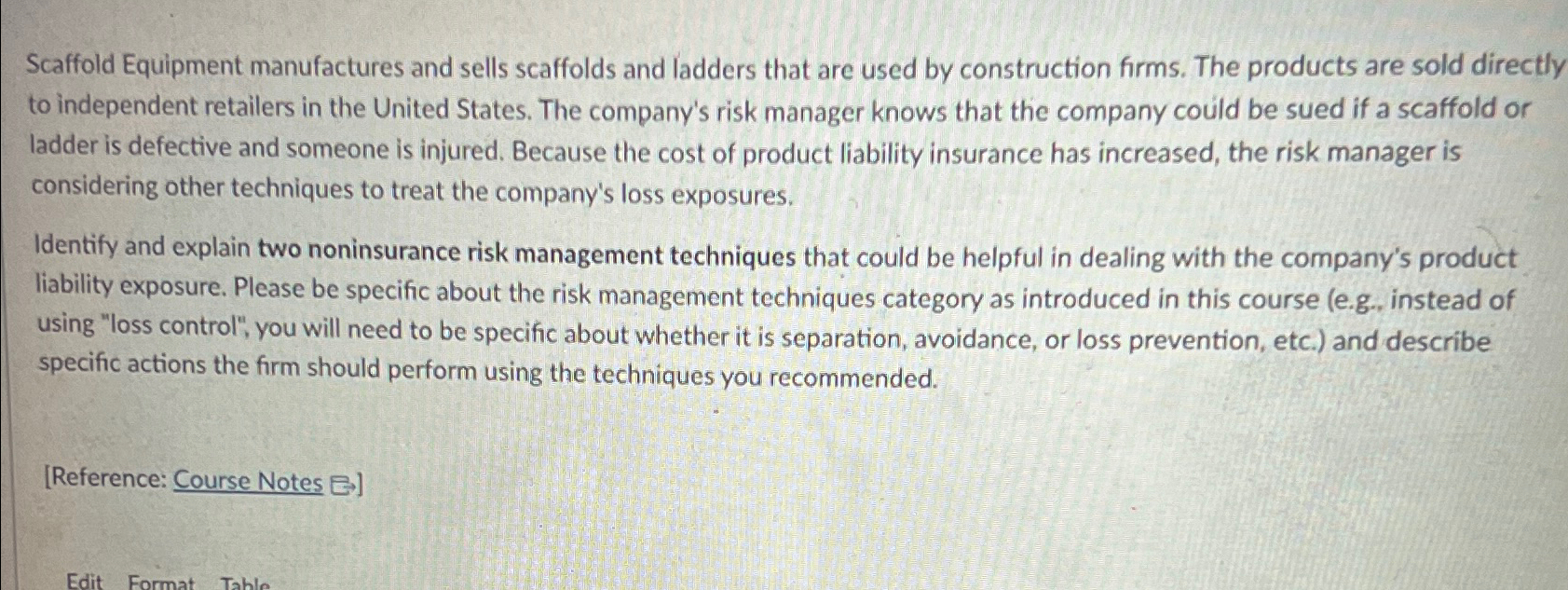 Solved Scaffold Equipment manufactures and sells scaffolds | Chegg.com