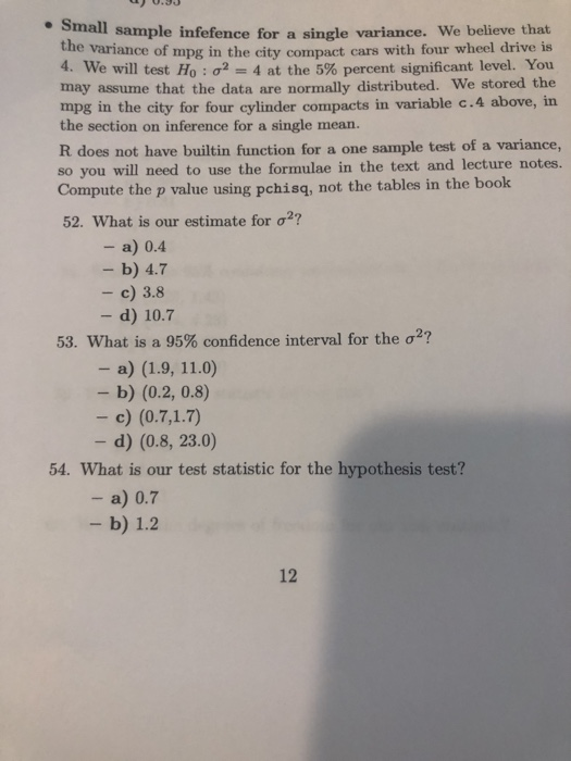 0.05 mall sample inference for two independent | Chegg.com