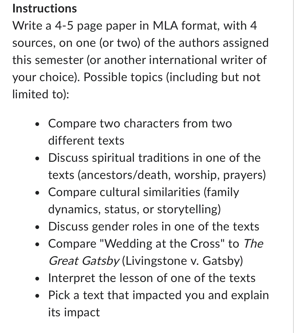 Solved InstructionsWrite a 4-5 ﻿page paper in MLA format, | Chegg.com