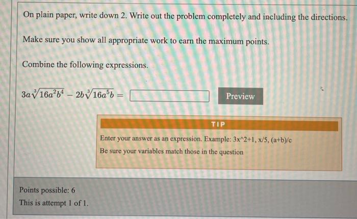 Solved On plain paper, write down 2. Write out the problem | Chegg.com